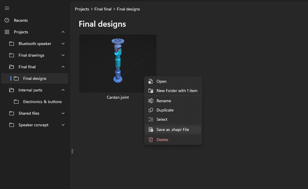 5.560 - Instantly export to .shapr format – Shapr3D Help Center